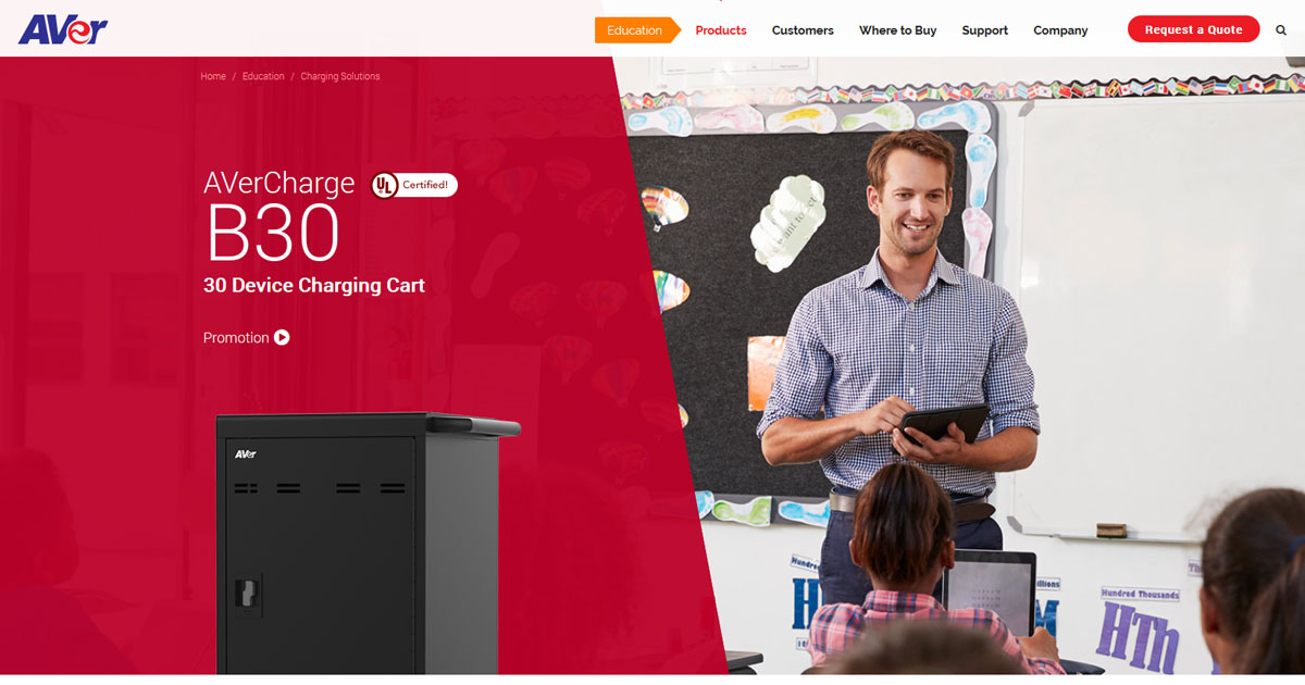 AVer Education, B30 Chromebook Charging Cart | AVer USA