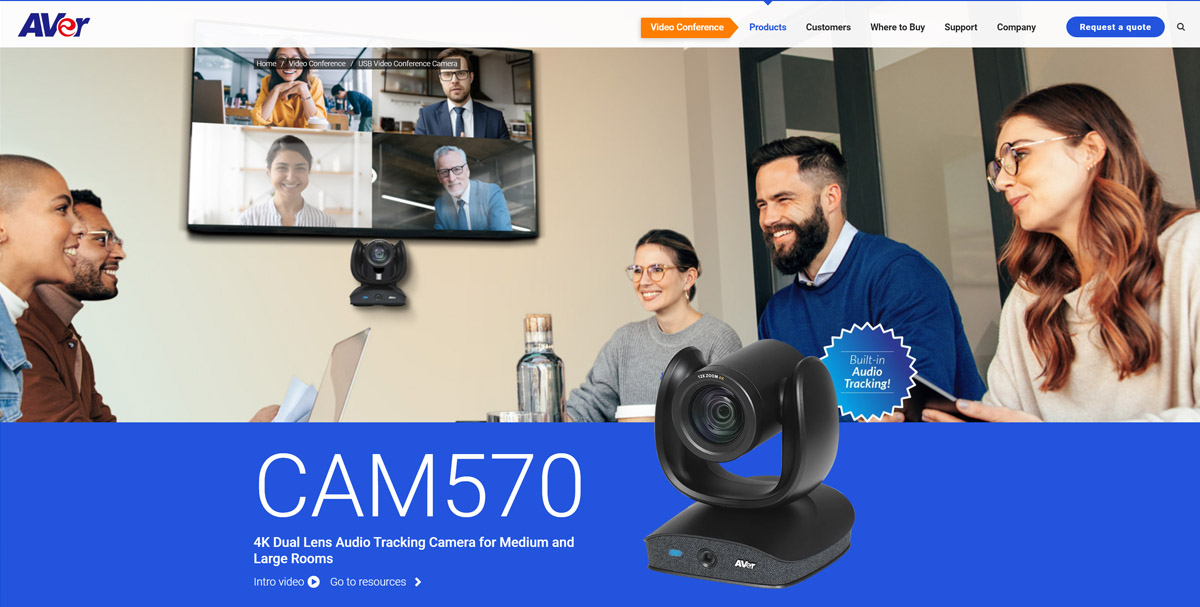 4K Dual Lens Audio Tracking Camera for Medium and Large Rooms | AVer USA