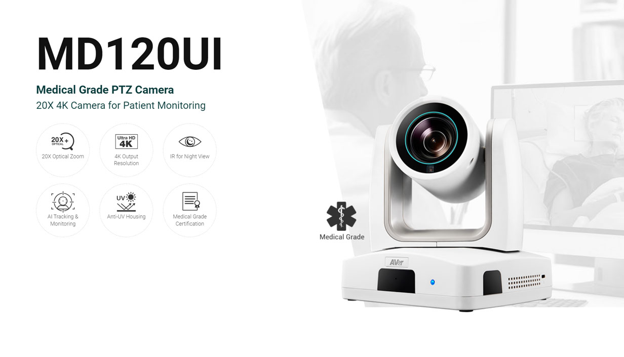 AVer MD120UI - 20X 4K Camera for Patient Monitoring - Medical Grade PTZ ...