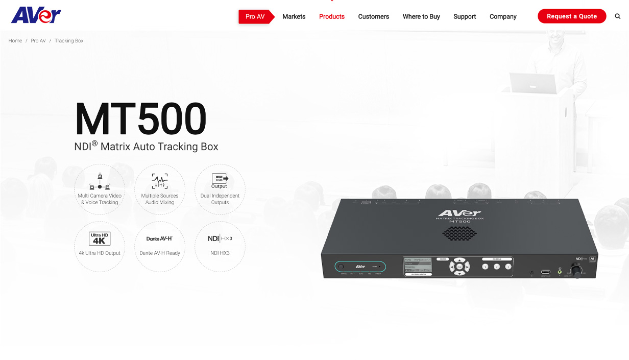 AVer MT500 - NDI® Matrix Auto Tracking Box | AVer USA