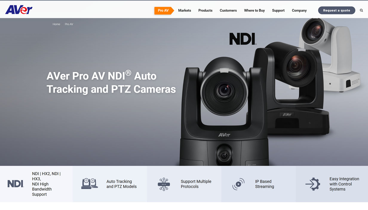 AVer Pro AV NDI® Auto Tracking and PTZ Cameras | AVer USA