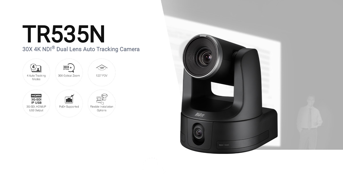 AVer TR535N 30X 4K NDI® Dual Lens Auto Tracking Camera